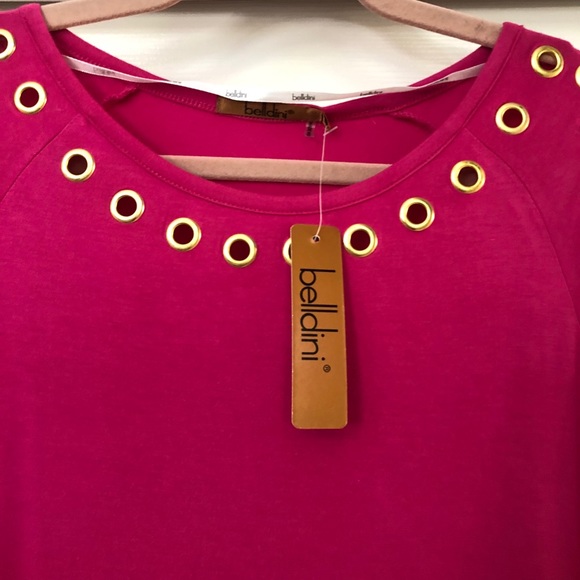 Belldini | Tops | Nwt Belldini Cold Shoulder Gold Grommets Tunic Top ...